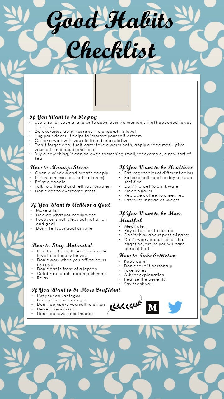Good Habits Checklist!