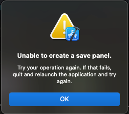 “Unable to create a save panel” Error handling. Xcode無法新增檔案 - 彼得潘的 Swift iOS App 開發教室 - Medium