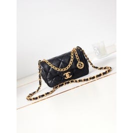 AS4012 CHANEL 23S SMALL FLAP BAG-BLACK - Eluxury - Medium