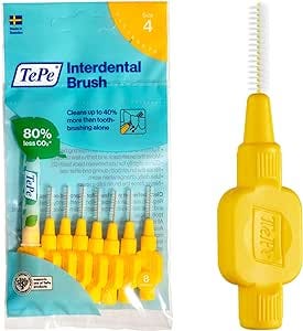 TePe Interdental Brush, Original, Yellow, 0.7 mm/ISO 4, 8pcs, plaque ...