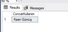 SQL Concat Fonksiyonu Kullanımı – SQL Server – Kaan Gümüş