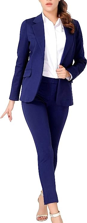 Marycrafts Women’s Business Blazer Pant Suit Set for Work - Zeshanbashir - Medium