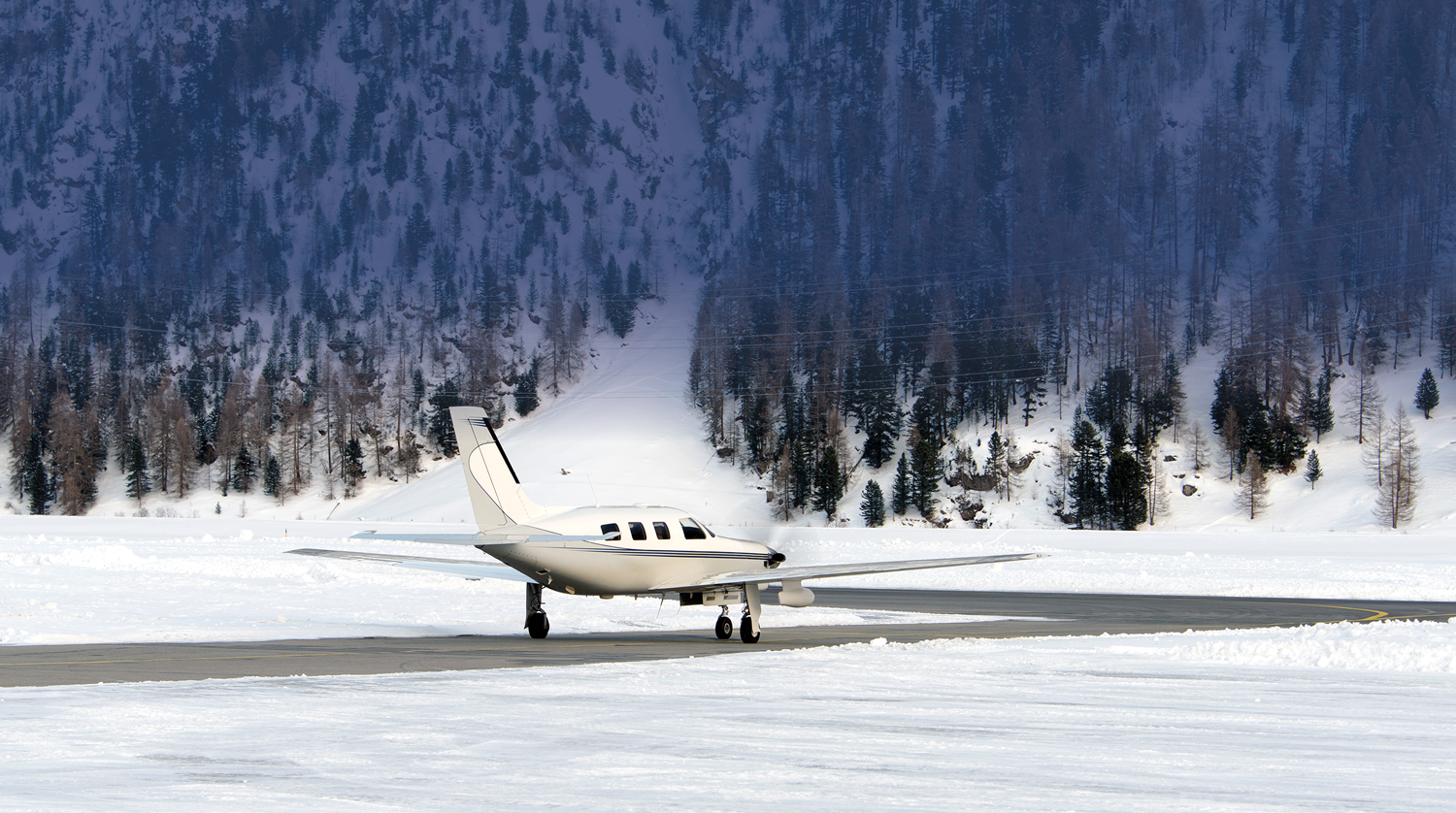 Snow On The Runway With Airplane
