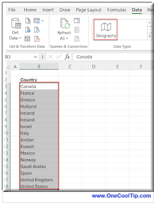 How to Use Microsoft Excel’s Geography Data Type Feature | by www.OneCoolTip.com | Medium