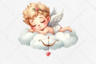 Cute Cupid is Sleeping on Cloud Clipart Free Download | by Holohex ...