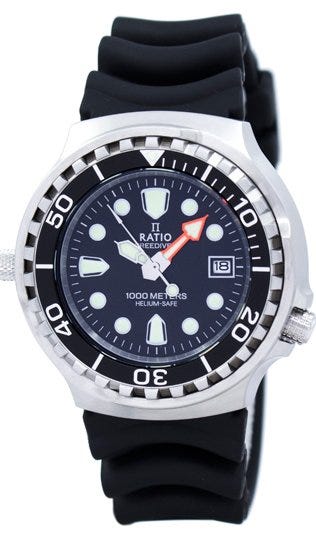 Ratio II Free Diver Helium Safe 1000M Quartz 1038EF102V Men’s Watch ...