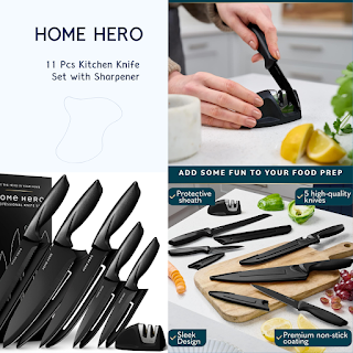 Slice & Dice Like a Pro: Home Hero 11-Piece Knife Set Review (Sharpener ...