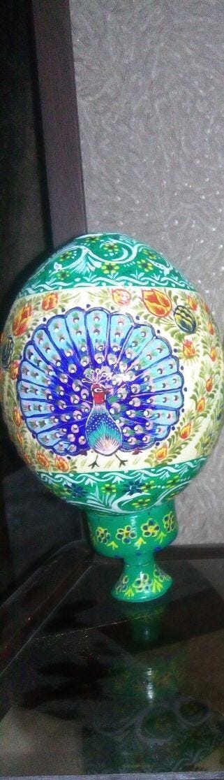 PAINTED OSTRICH EGG SHELL NATURAL GRADE A WITH A STAND | by ...