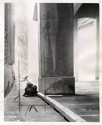 Homeless man under the Bay Bridge, 1964 | by Hanne Elisabeth Tidnam ...