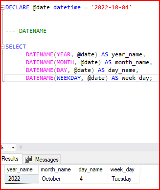 DATENAME and DATEPART functions in SQL - Ribisha Junghare - Medium