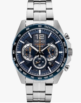 SEIKO Men Silver Tone Stainless Steel Chronograph Watch - Luxury ...