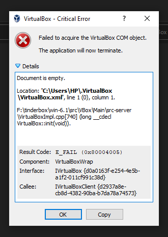 (Corrected)=]]Failed to acquire the VirtualBox COM object. | by Maurice Muteti | Medium