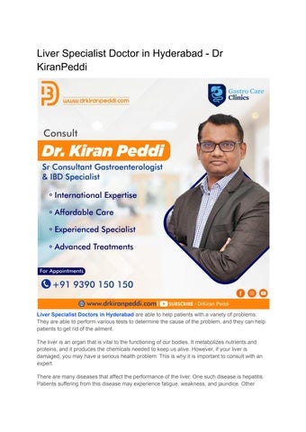 Fatty Liver Disease Doctor Near Me Hyderabad | Dr.Kiran Peddi | by ...