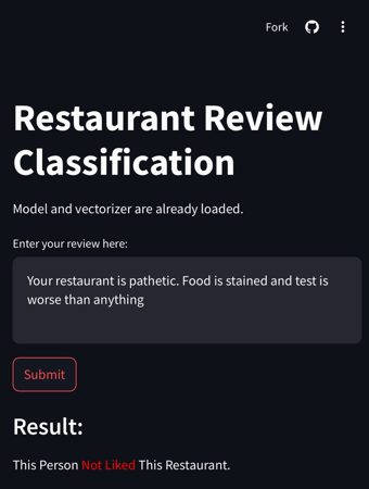 “🍽️ Restaurant Review Classification” App with Naive Bayes and ...