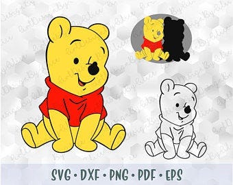 Layered svg png Winnie the Pooh Baby Color and Outline Cut files for ...