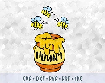Honey Pot Hunny Pot Bee svg png Layered Vector Cut file Cricut Download ...