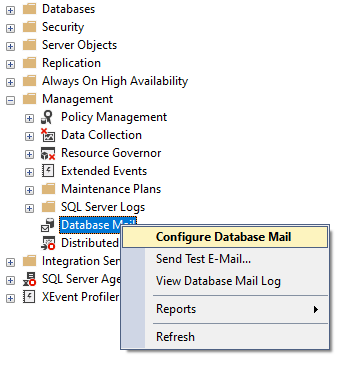 Configuring Database Mail. One of the most useful component of SQL ...