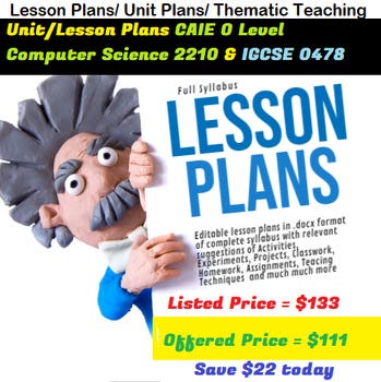 Out standing Lesson plans CAIE O Level Computer Science 2210 and IGCSE ...