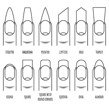 The main variations in the types of nail shapes: - Lucile Grant - Medium