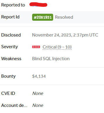 Critical Blind SQL Injection leads to $4,134 (7/30 DAYS) | by 0day ...