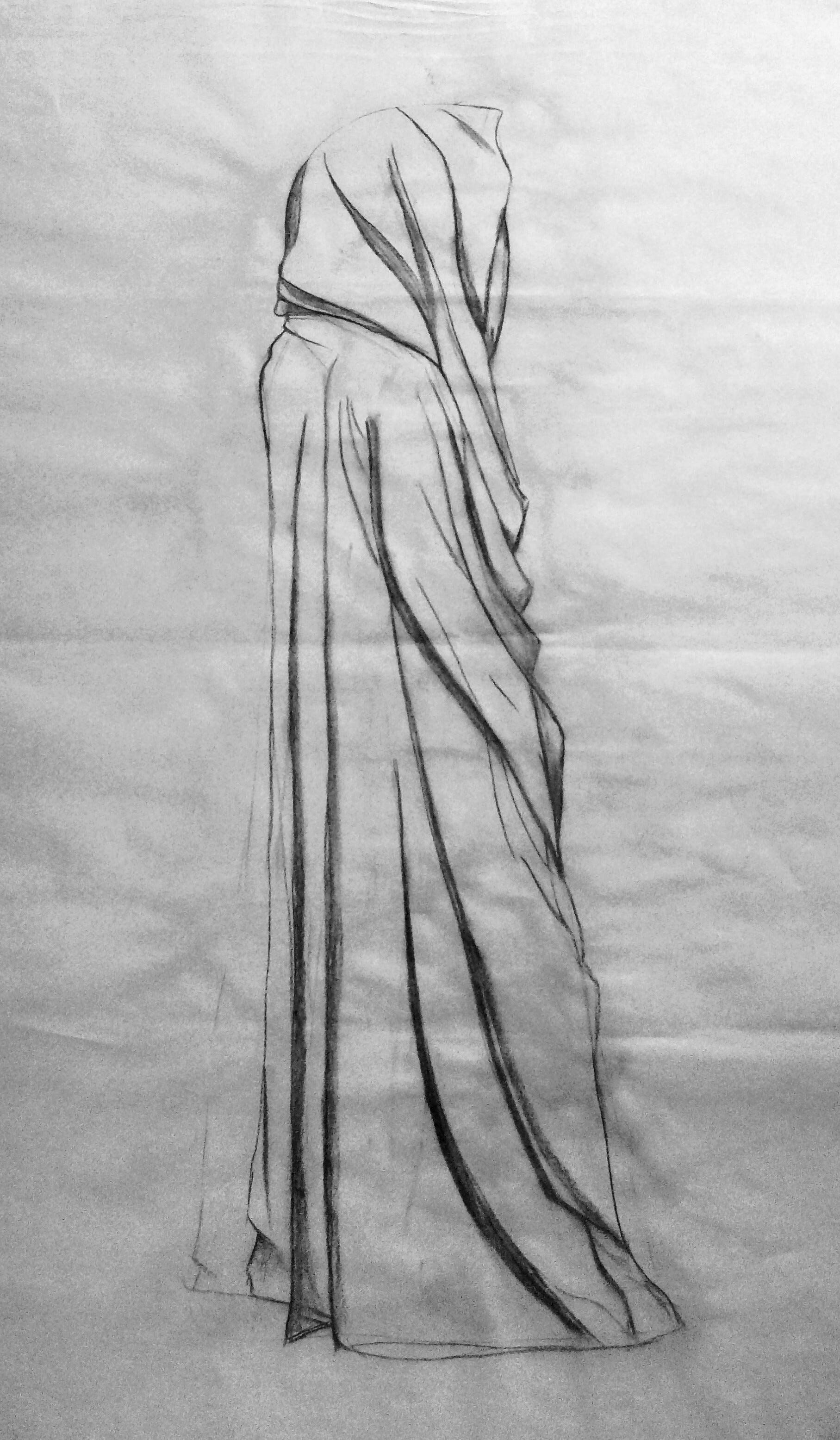 Hooded Figure Drawing Side View