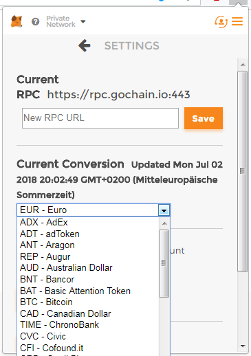 but there do not show up GO Token for the settings. So the conversion ...