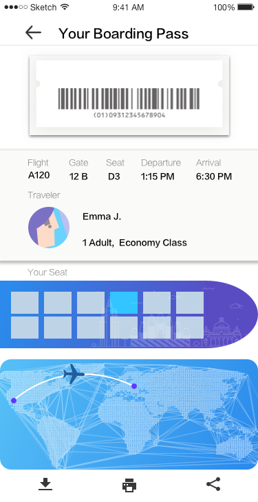 Design Challenge 02 — Electronic Boarding Pass | by Sanam B. | Medium
