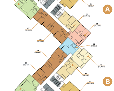 Masteri 1 bed floor plan in Thao Dien, 51.35m2, balcony, european style ...