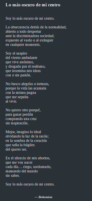 Lo más oscuro de mi centro - Unrequited Poetry - Medium