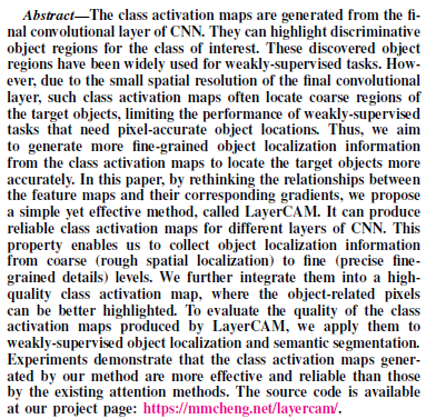 [Summary] LayerCAM: Exploring hierarchical class activation maps for localization | by hanleju ...