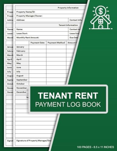 Read Tenant Rent Payment Log Book: Monthly & Yearly Payment Record for ...