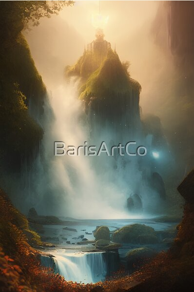 The Enchanted Waterfall: A Majestic Forest Scene in Fantasy Art | by ...
