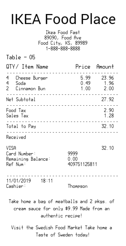 Food Receipt | Expensesreceipt.com - Expenses Receipt - Medium