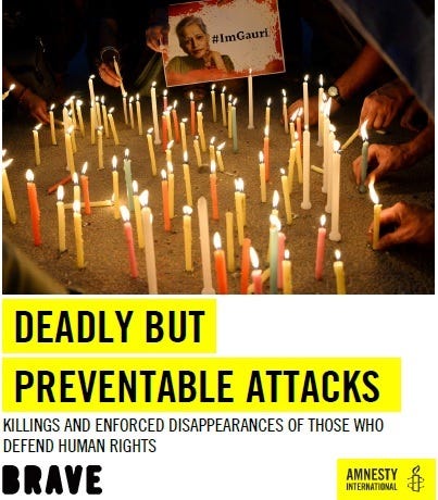Human rights defenders are being killed or forcibly disappeared. It ...