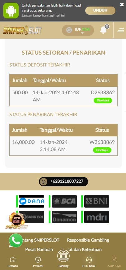 BUKTI JP MEMBER SNIPERSLOT HARI MINGGU 14 JANUARY 2024 Selamat atas kemenangan besar yang di ...