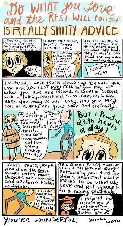 Do What You Love is Crap Advice. A quick comic for those who ask me how ...
