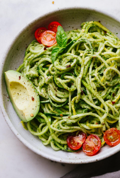 Zucchini Noodle Salad with Vibrant Pesto is Your New Favorite Summer Side | by ChefCHarm olivia ...