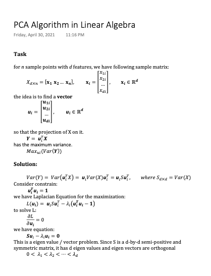 Pca Algorithm In Linear Algebra Justin Zhang Medium