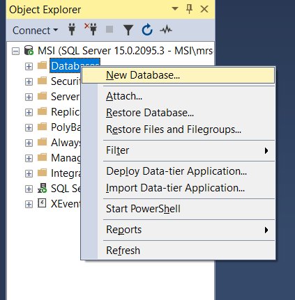 CREATE A DATABASE IN MSSQL WITH INTERFACE | by Seyma Salih | Medium