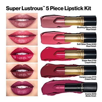 Lipstick Set by Revlon, Super Lustrous 5 Piece Gift Set, Multi-Finish ...