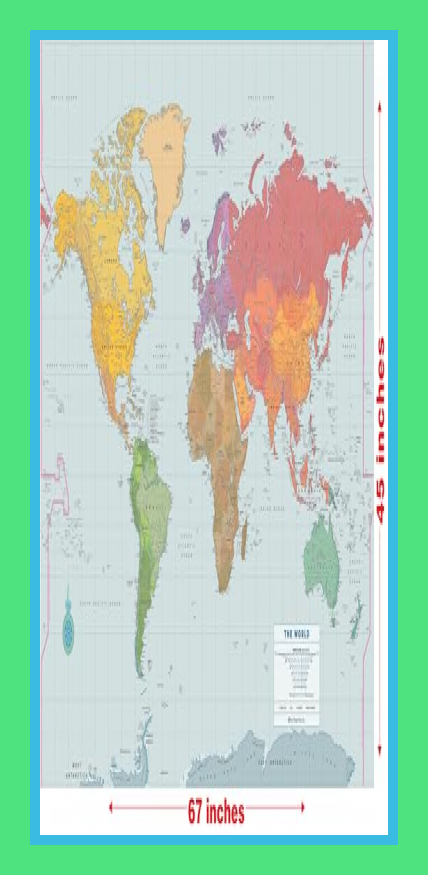 Peter Pauper Press ~ Extra-large World Wall Map — Laminated — 67'’ x 45 ...