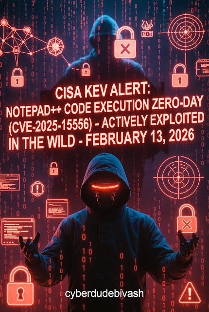 CISA KEV ALERT: NOTEPAD++ CODE EXECUTION ZERO-DAY (CVE-2025–15556 ...