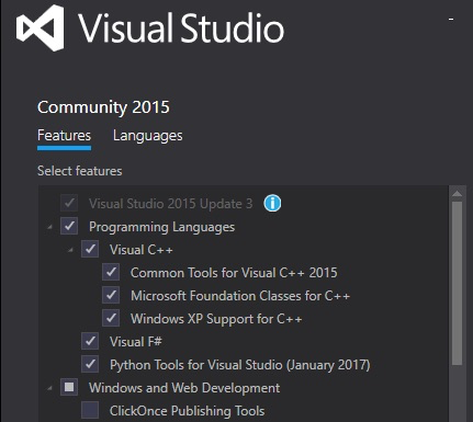 build electron.js 要記得安裝 VisualStudio Comm 2015 版下面的 Common Tools for ...
