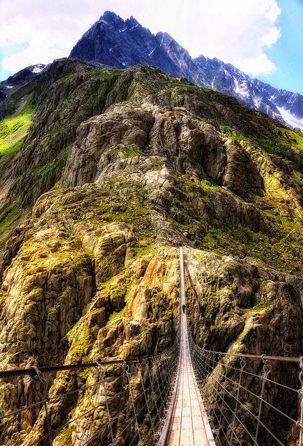 Trift Bridge In Swiss Alps Switzerland By Gerald Mayfield Medium