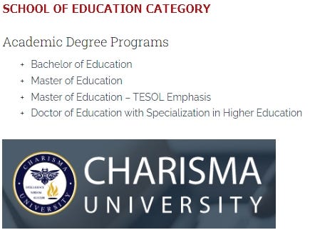 SCHOOL OF EDUCATION - Charisma University - Medium