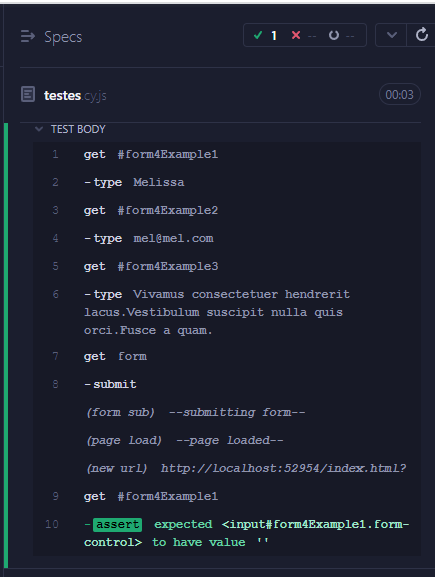 Enviando formulário com Cypress e testando se os campos foram ...