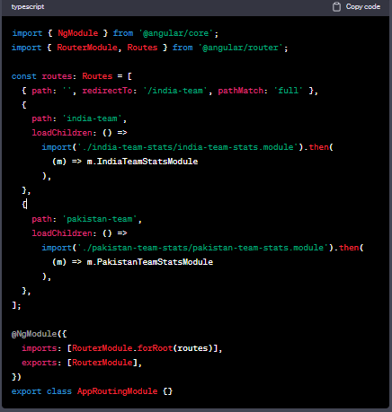 Implementing Angular Lazy Loading with Dynamic Chart Component Synonyms for India vs Pakistan ...