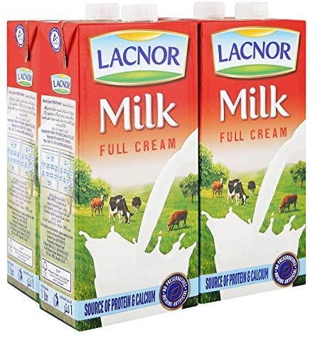 Lacnor Full Cream Milk - 1 Litre (Pack of 4) Buy Online from Amazon ...