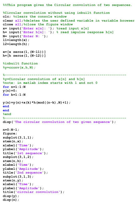 Circular Convolution of Two Sequences on MATLAB | by Shreya | Medium
