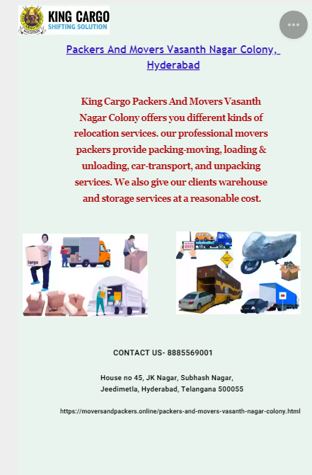 Packers And Movers Vasanth Nagar Colony, Hyderabad — King Cargo - King Cargo - Medium